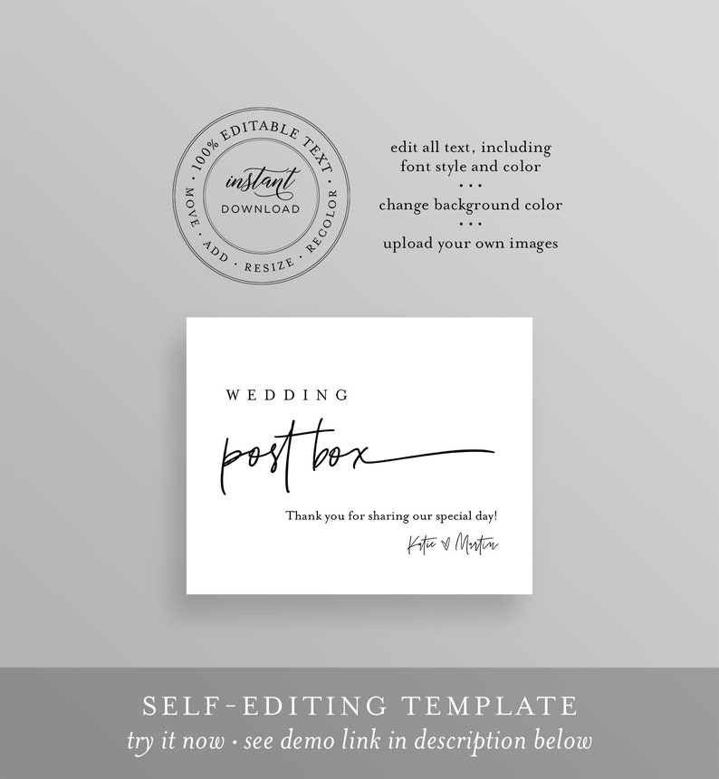 Wedding Post Box Sign Wedding Card Sign Minimalist Modern - Etsy