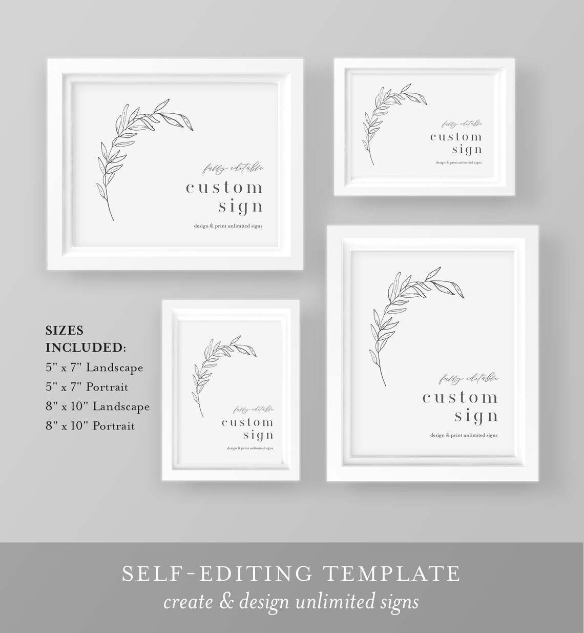 Laurel Custom Sign Template, Minimalist Wedding or Bridal Shower Table ...