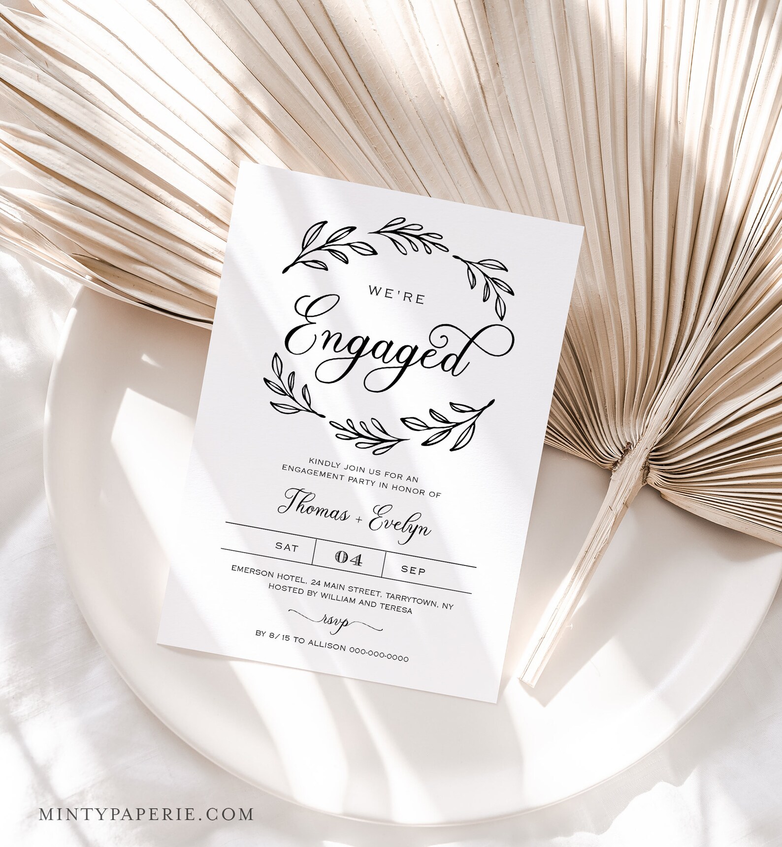 Engagement Invitation Template Printable Simple Wedding - Etsy