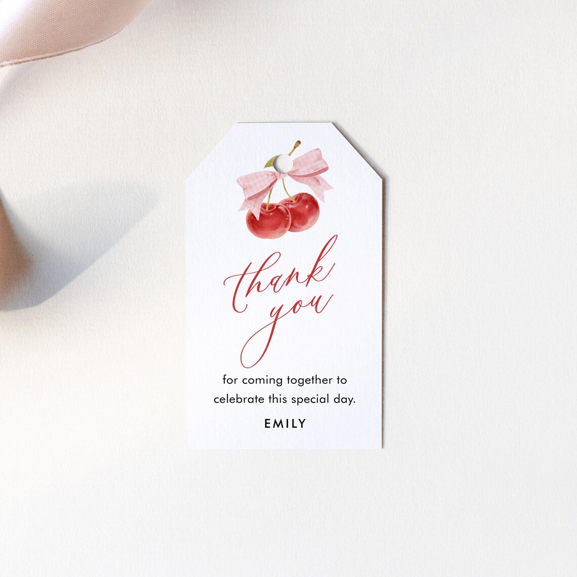 Cherry Favor Tag Template, Coquette Bow Thank You Tag, Bridal Shower ...