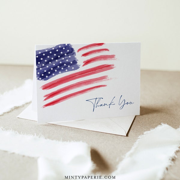 Patriotic Editable Thank You Cards - Etsy
