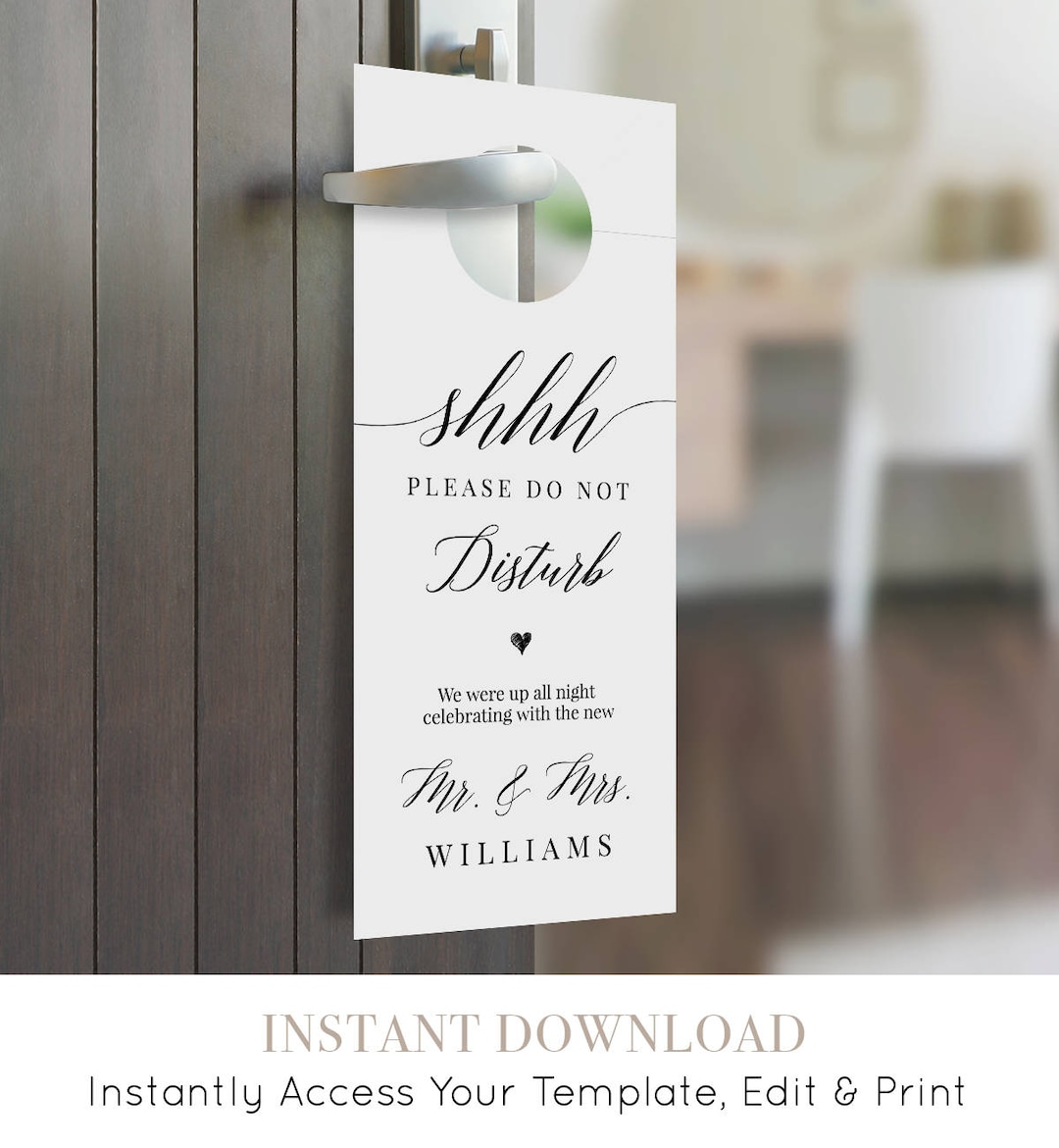 Door Hanger Template, Wedding Welcome Letter / Note, Printable Do Not ...