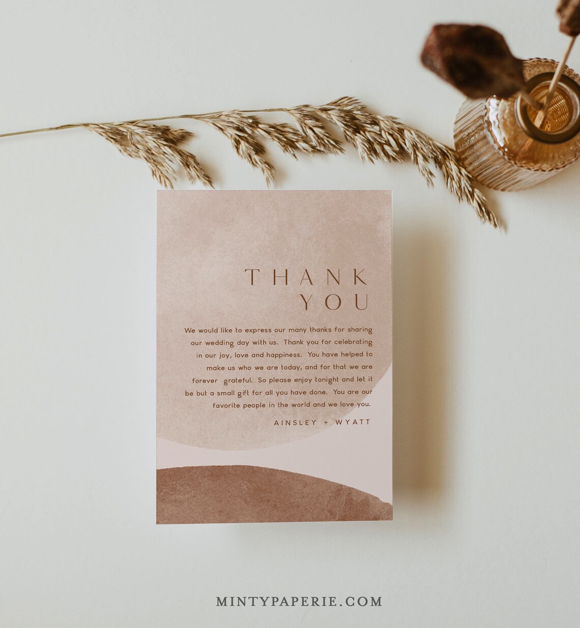 Earthy Abstract Thank You Letter Napkin Note Printable in | Etsy