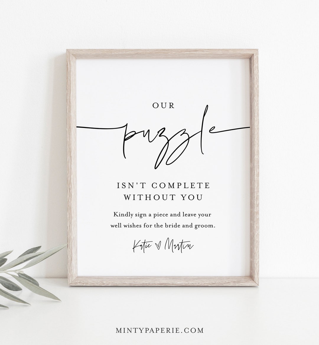 Puzzle Guestbook Sign, Wedding Jigsaw Puzzle Piece Sign, Editable ...