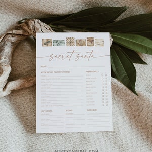 Secret Santa Questionnaire, Christmas Gift Exchange Form, Company ...