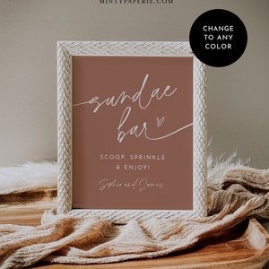 Sundae Bar, Sundae Station, Ice Cream Bar Sign, Minimalist Wedding Ice ...