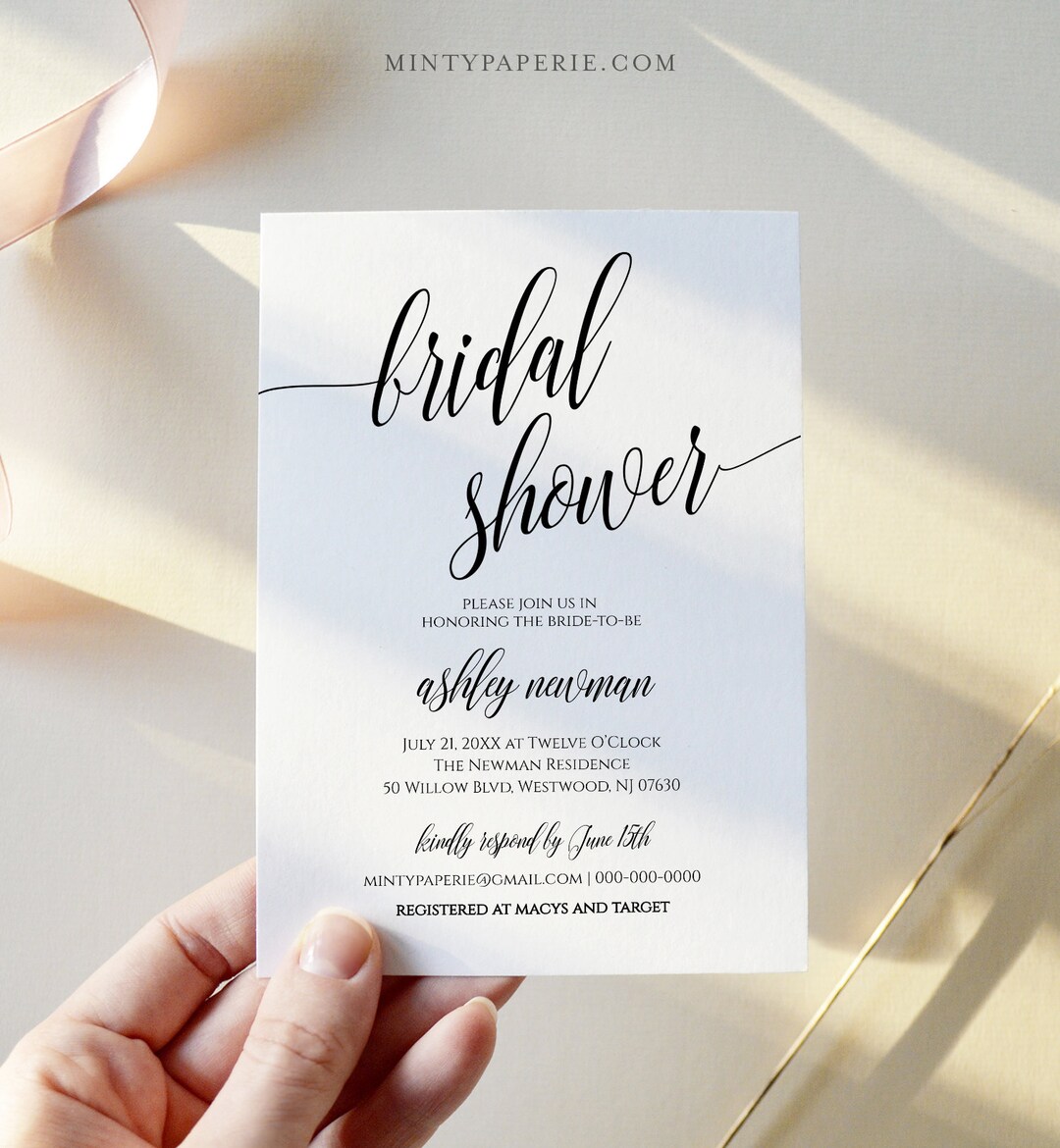 Bridal Shower Invitation Printable, Wedding Shower Invite Template ...