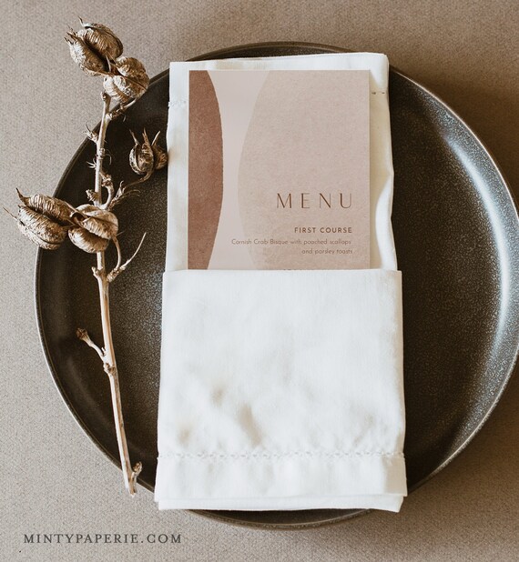 Earthy Menu Template Printable Abstract Art Wedding Dinner | Etsy