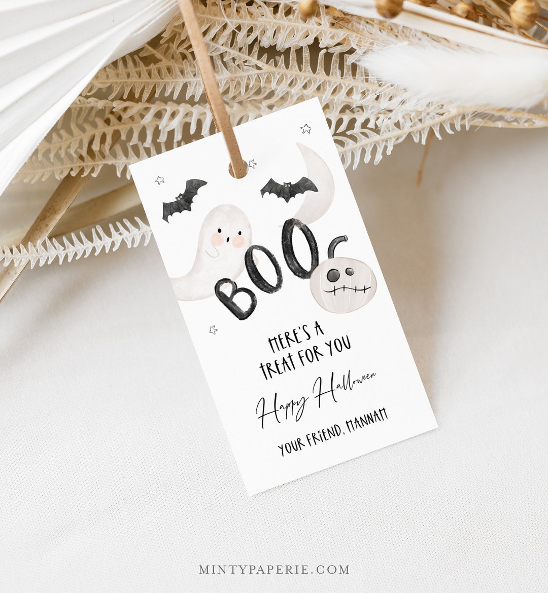 Halloween Treat Bag Tag, Boo Bag, Printable Halloween Favor Tag ...