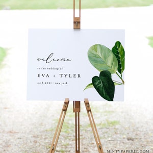 Modern Tropical Welcome Sign, Printable Minimalist Wedding or Bridal ...
