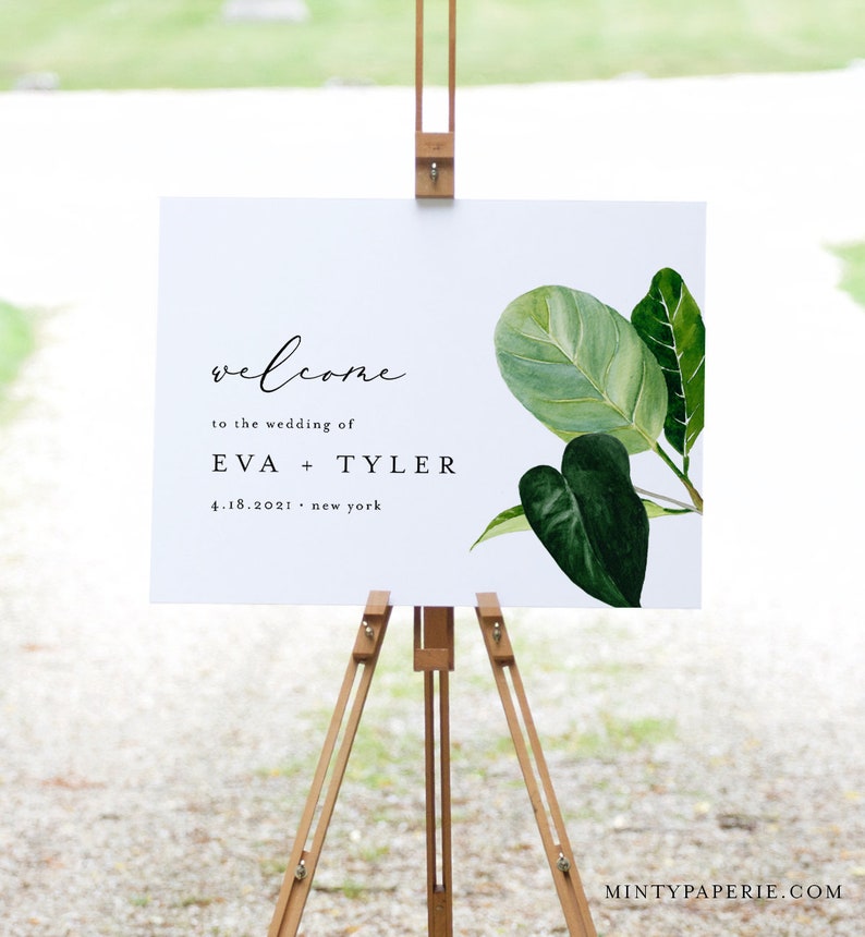 Modern Tropical Welcome Sign Printable Minimalist Wedding or | Etsy
