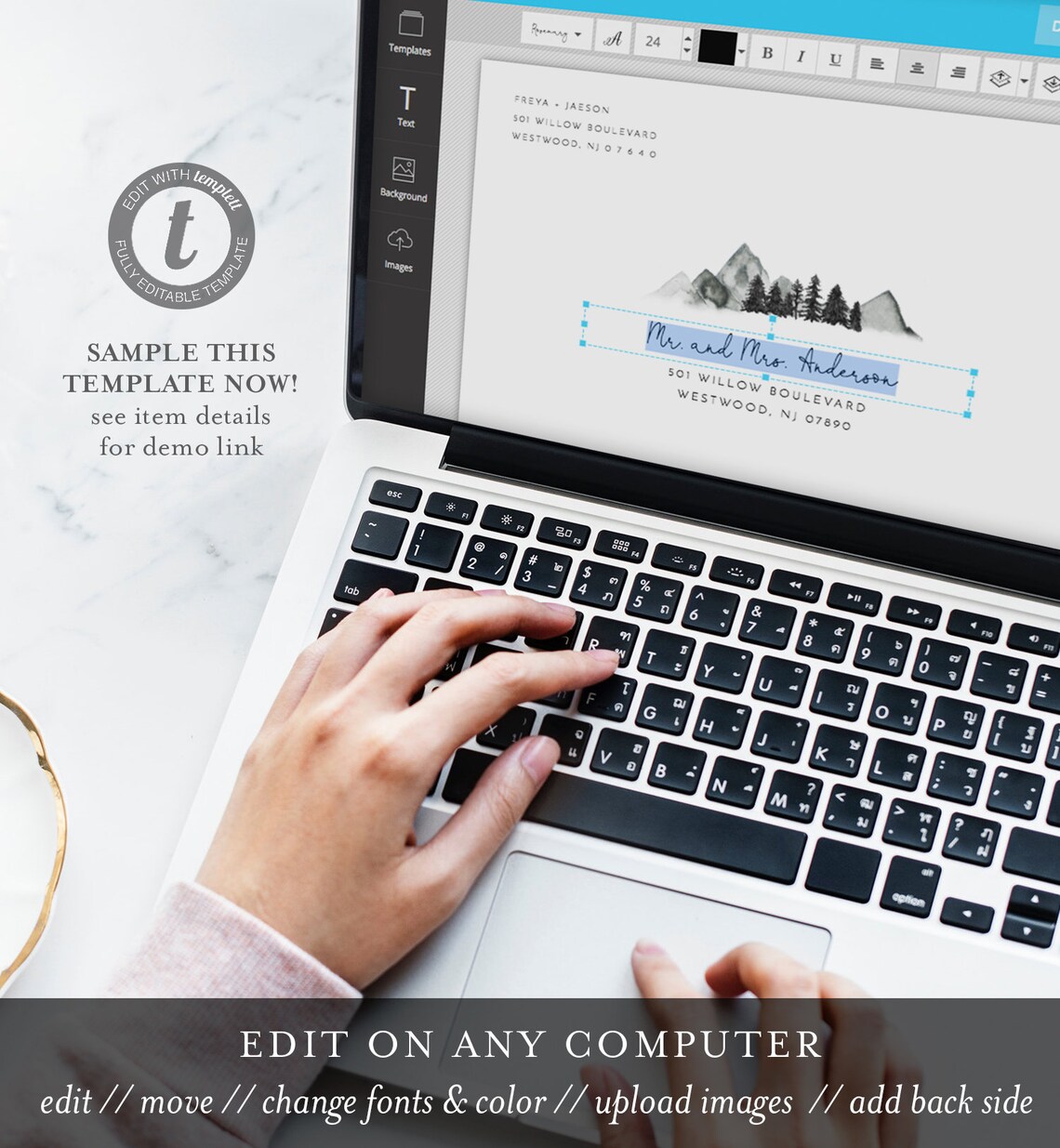 Mountain Envelope Template Rustic Pine Wedding Address - Etsy