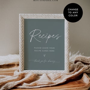 Recipe Card Sign, Leave Your Recipe Cards Here, Minimalist Bridal ...
