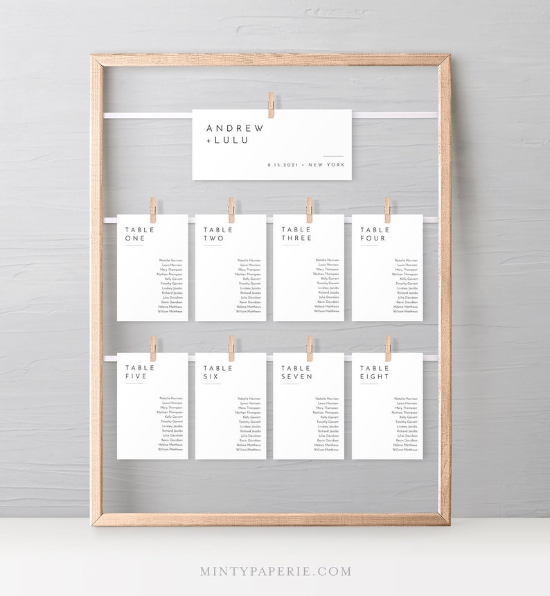 Minimalist Seating Chart Template Modern Simple Wedding - Etsy