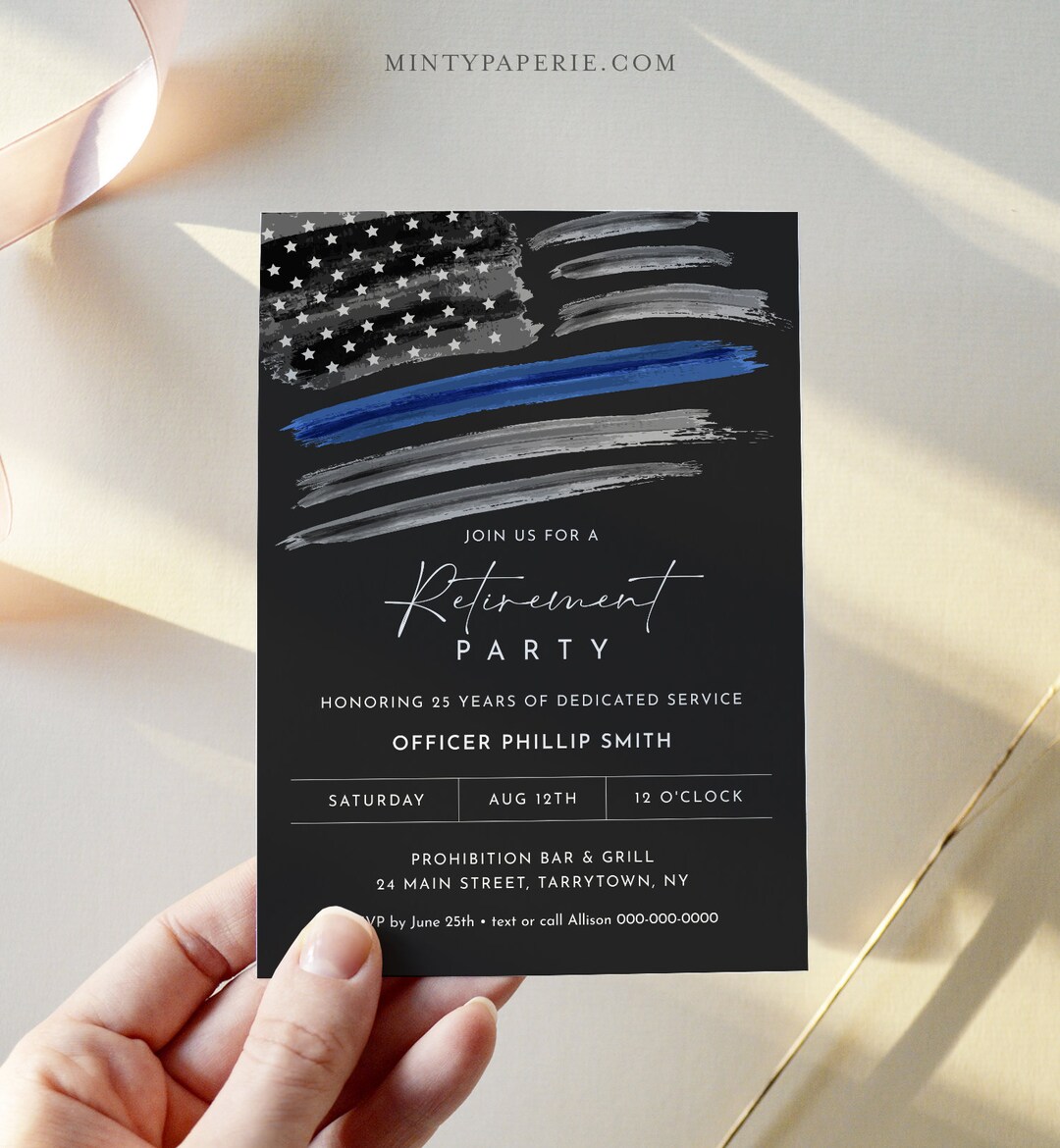 Retirement Party Invitation, Printable Police, Law Enforcement Retire ...