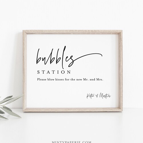 Bubbles Station Sign Printable Minimalist Wedding Bubbles - Etsy