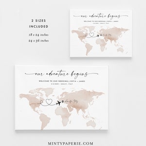 Travel Welcome Sign, World Map, Destination Wedding, Bridal Shower ...