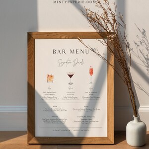Signature Drinks Bar Sign, 200+ Cocktails, Wine, Beer, Editable ...
