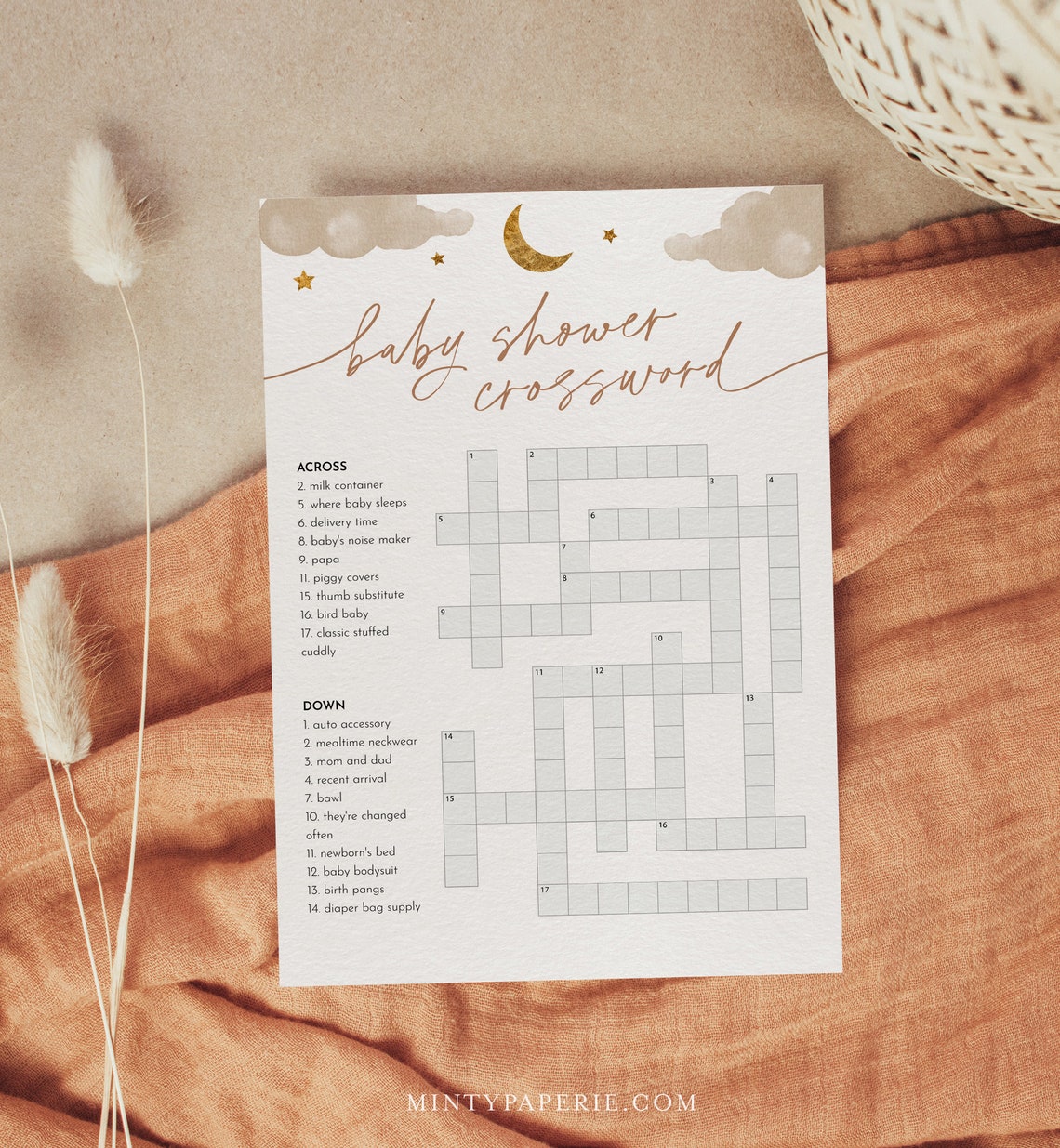 Baby Crossword Puzzle Twinkle Little Star Baby Shower Game - Etsy