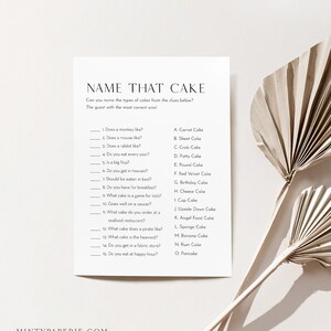 Name That Cake Bridal Shower Game, Printable Minimalist Wedding Cake ...