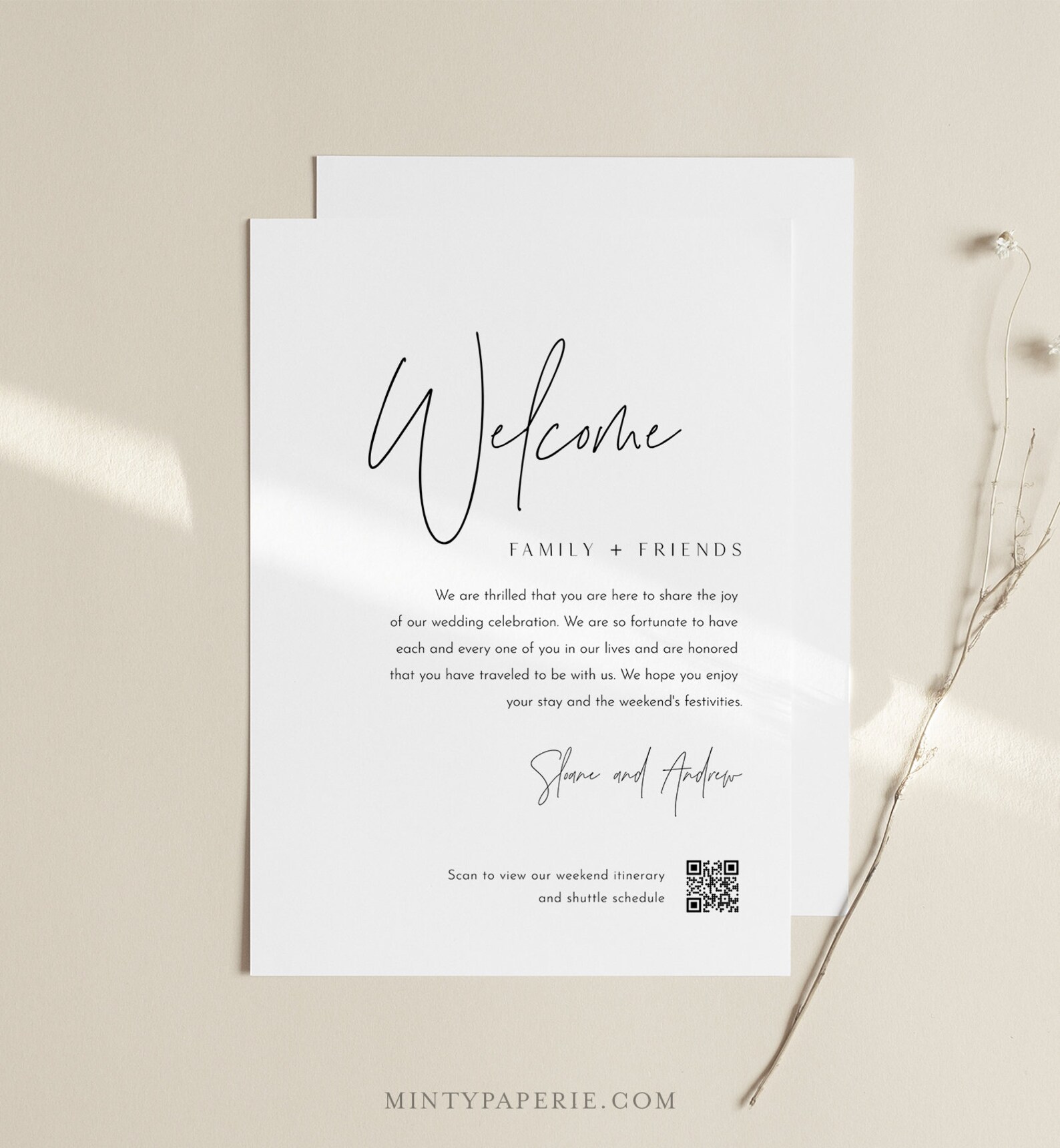 Modern Welcome Letter Template Minimalist Wedding Welcome Bag - Etsy