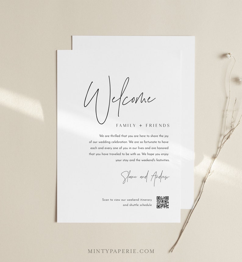 Modern Welcome Letter Template Minimalist Wedding Welcome Bag - Etsy