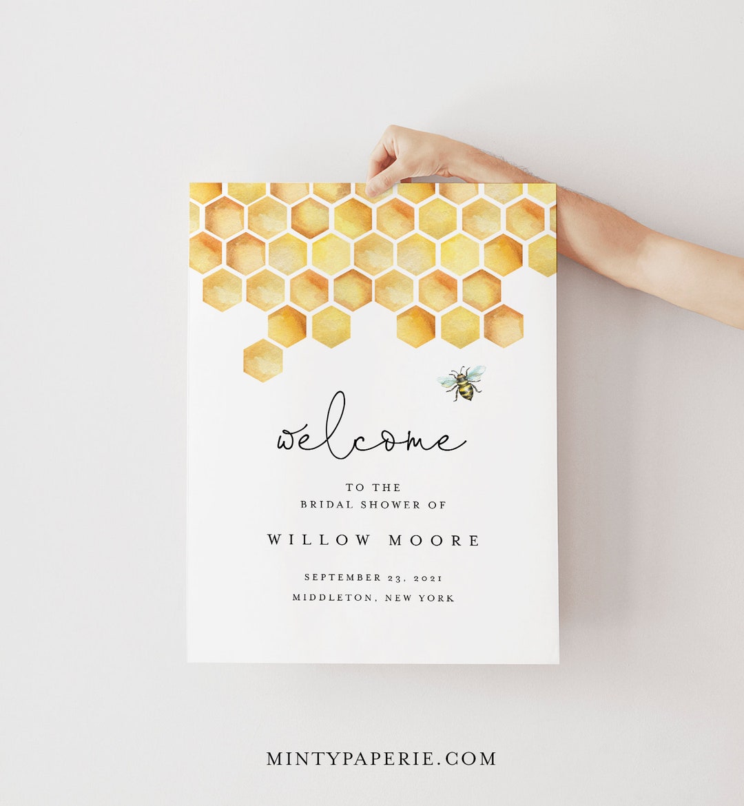 Honey Bee Welcome Sign, Printable Bridal Shower / Baby Shower Poster ...