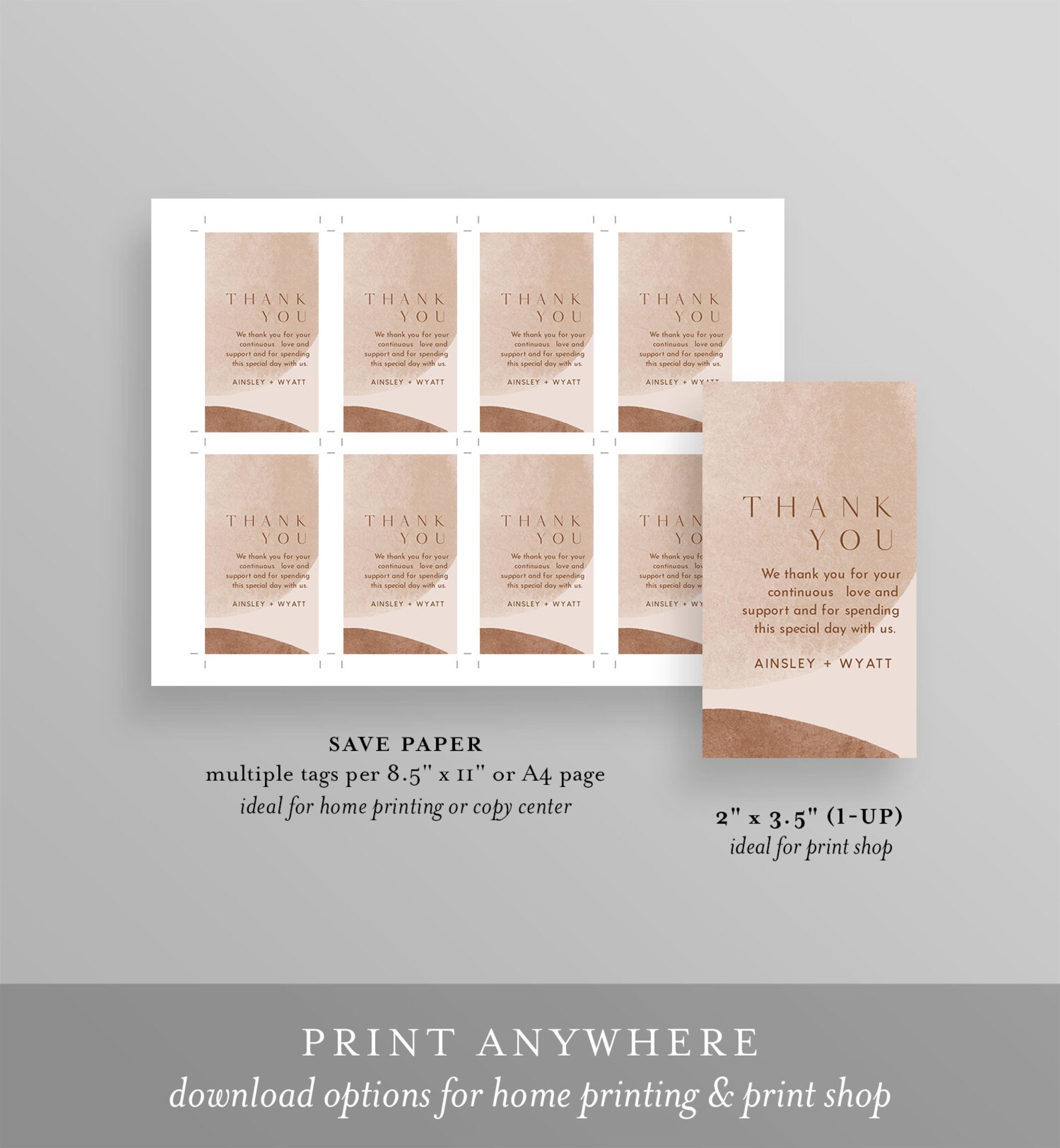Earthy Abstract Favor Tag Template Thank You Tag Bridal - Etsy