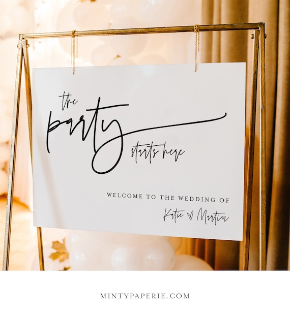 Party Starts Here Sign Wedding Welcome Sign Template Unique - Etsy