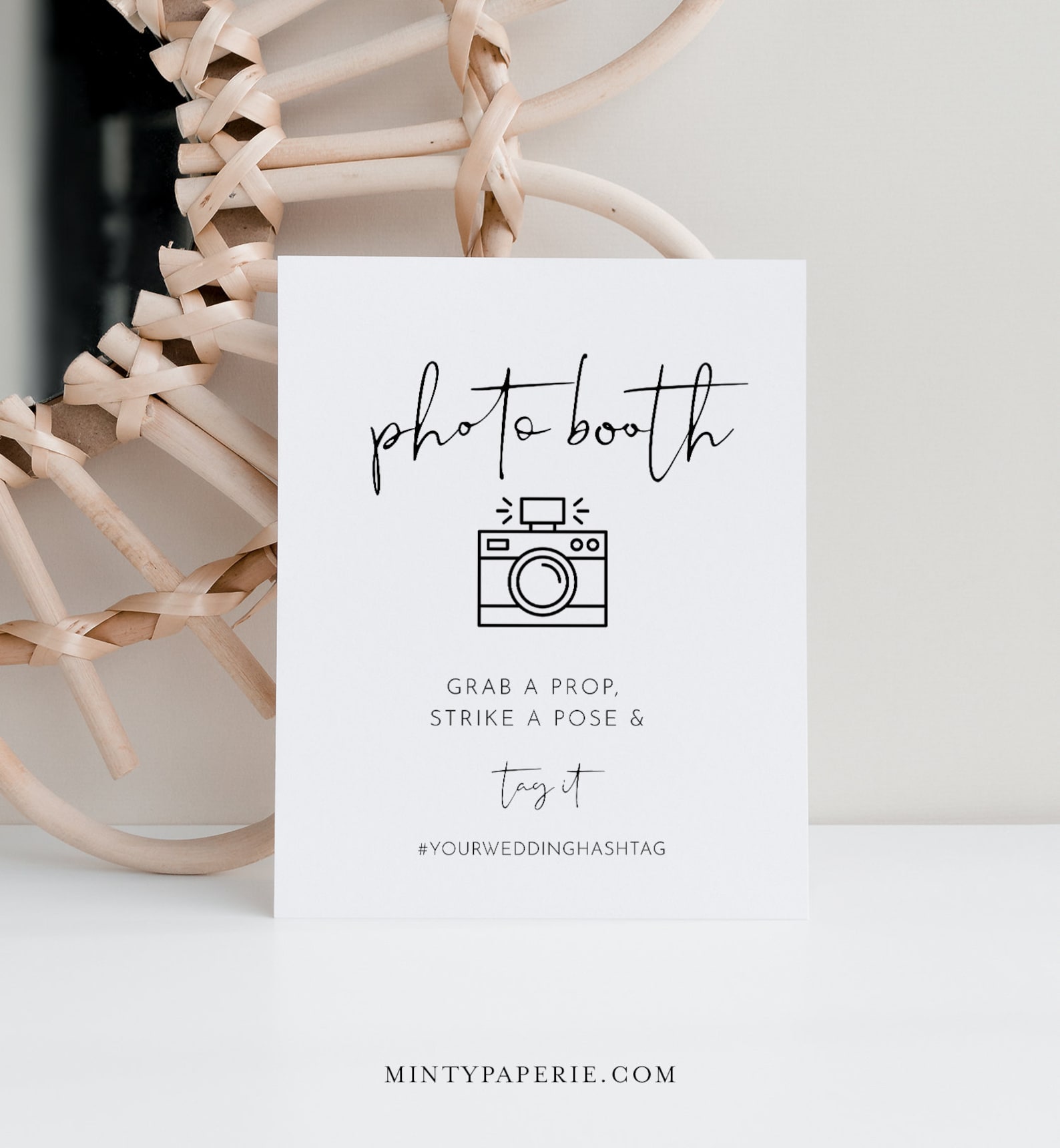 Photo Booth Sign, Printable Minimalist Wedding Photo Booth Props ...