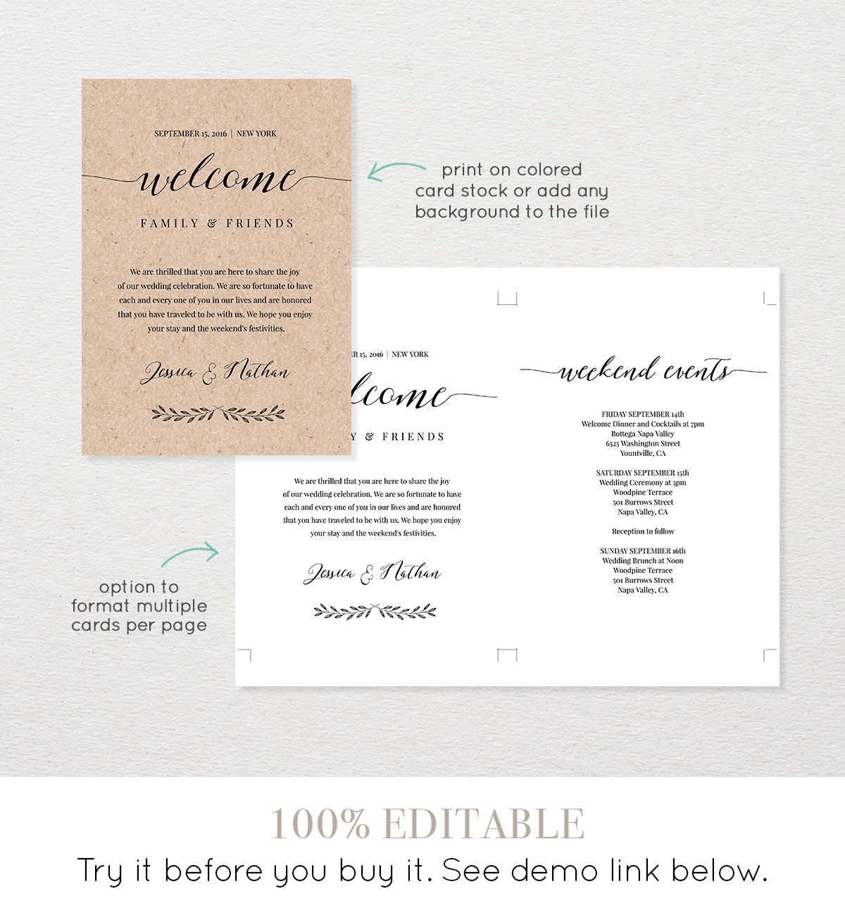 Welcome Bag Letter Template Wedding Welcome Bag Note Printable 