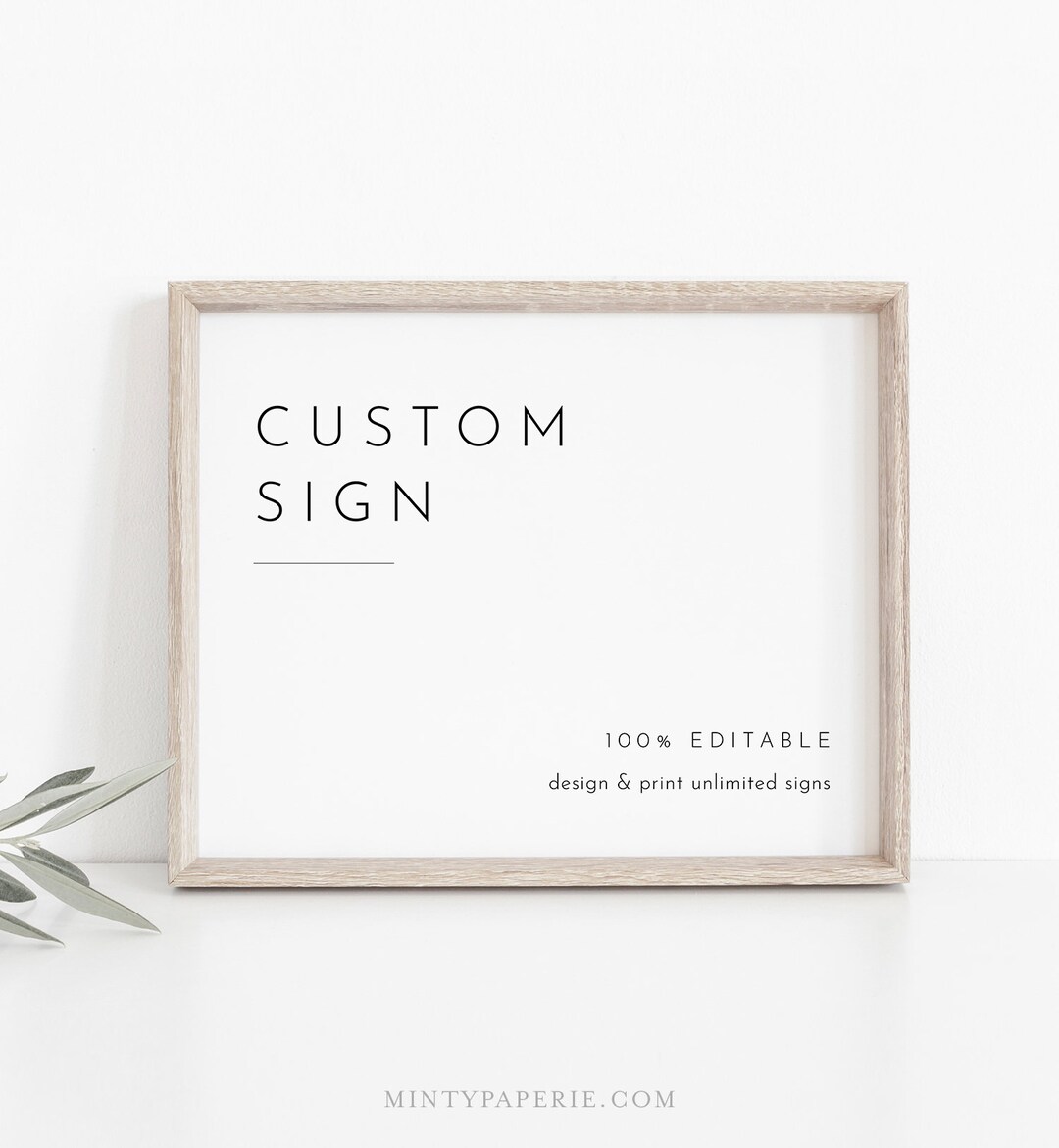 Minimalist Custom Sign Template, Simple Modern Wedding or Bridal Shower ...
