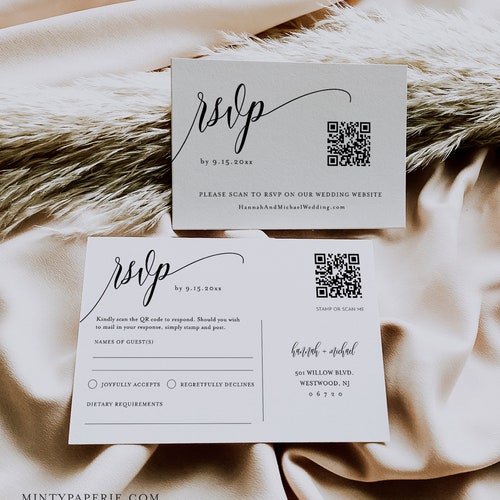 Wedding QR Code RSVP and Details Card Insert Minimalist - Etsy