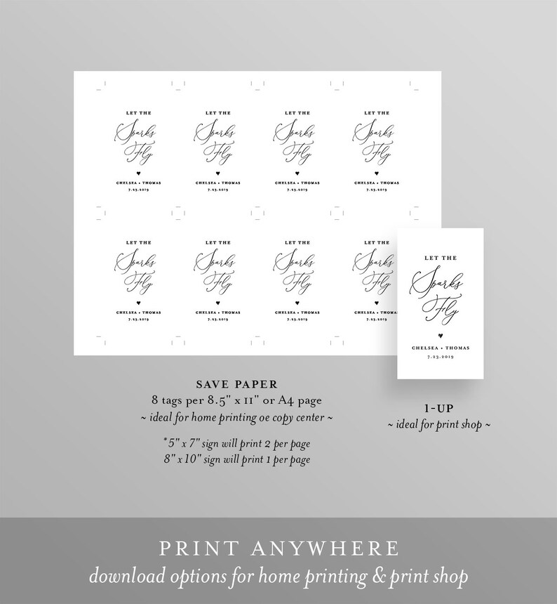 Sparkler Send Off Sign and Tag INSTANT DOWNLOAD 100% | Etsy