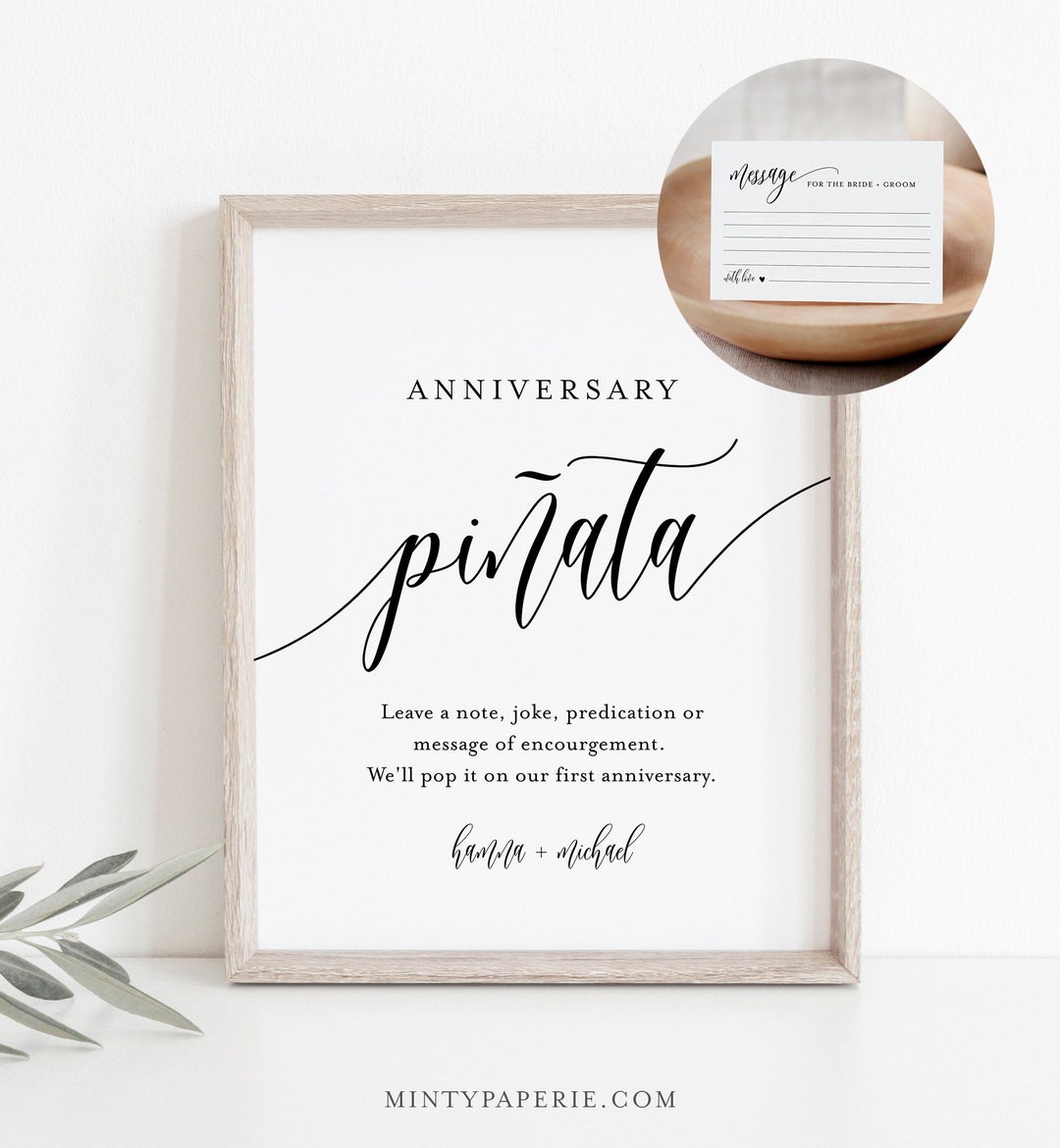 Anniversary Piñata Sign and Advice Card, Wedding Guestbook Alternative ...