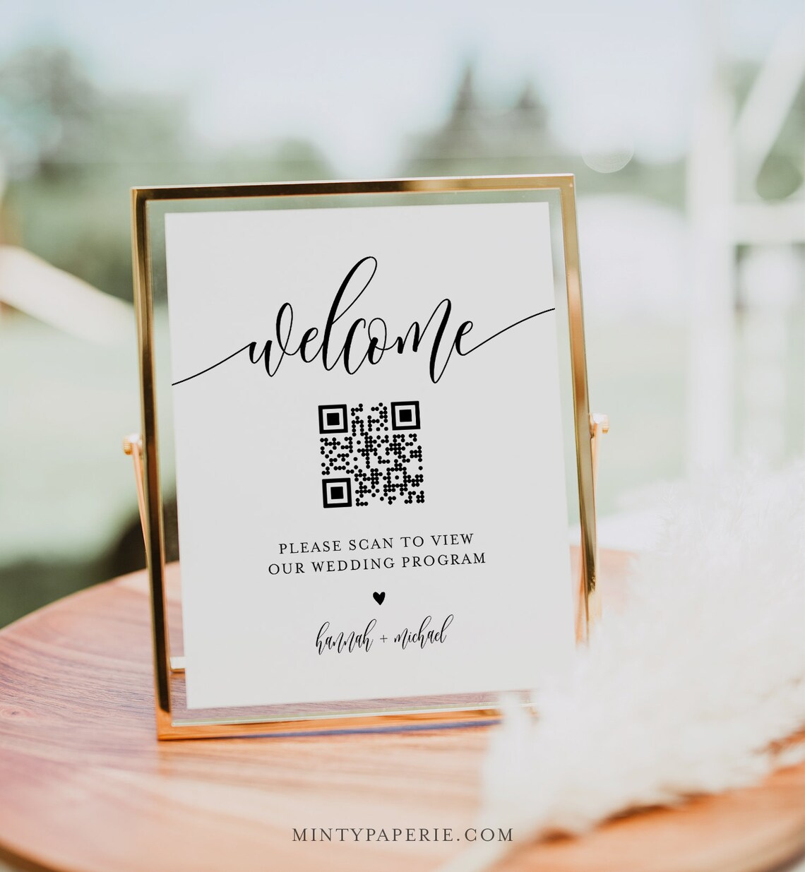 QR Code Wedding Program, Scan QR Code for Order of Service, Minimalist ...