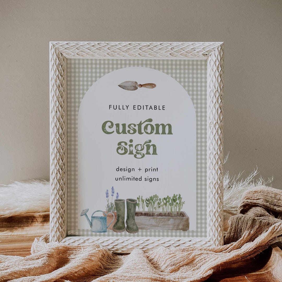 Locally Grown Custom Sign Template, Garden Baby Shower, Farmers Market ...