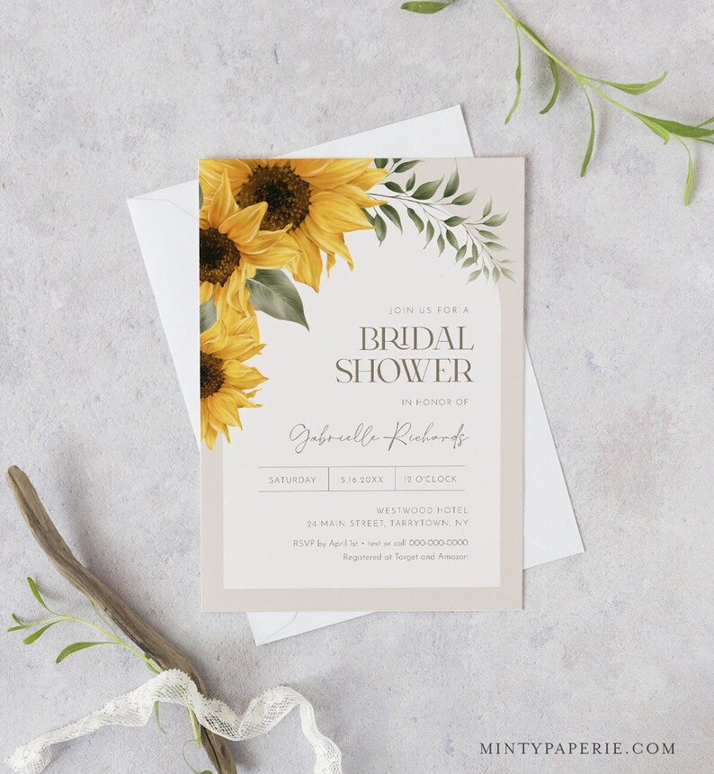 Sunflower Bridal Shower Invitation Template Summer / Fall - Etsy