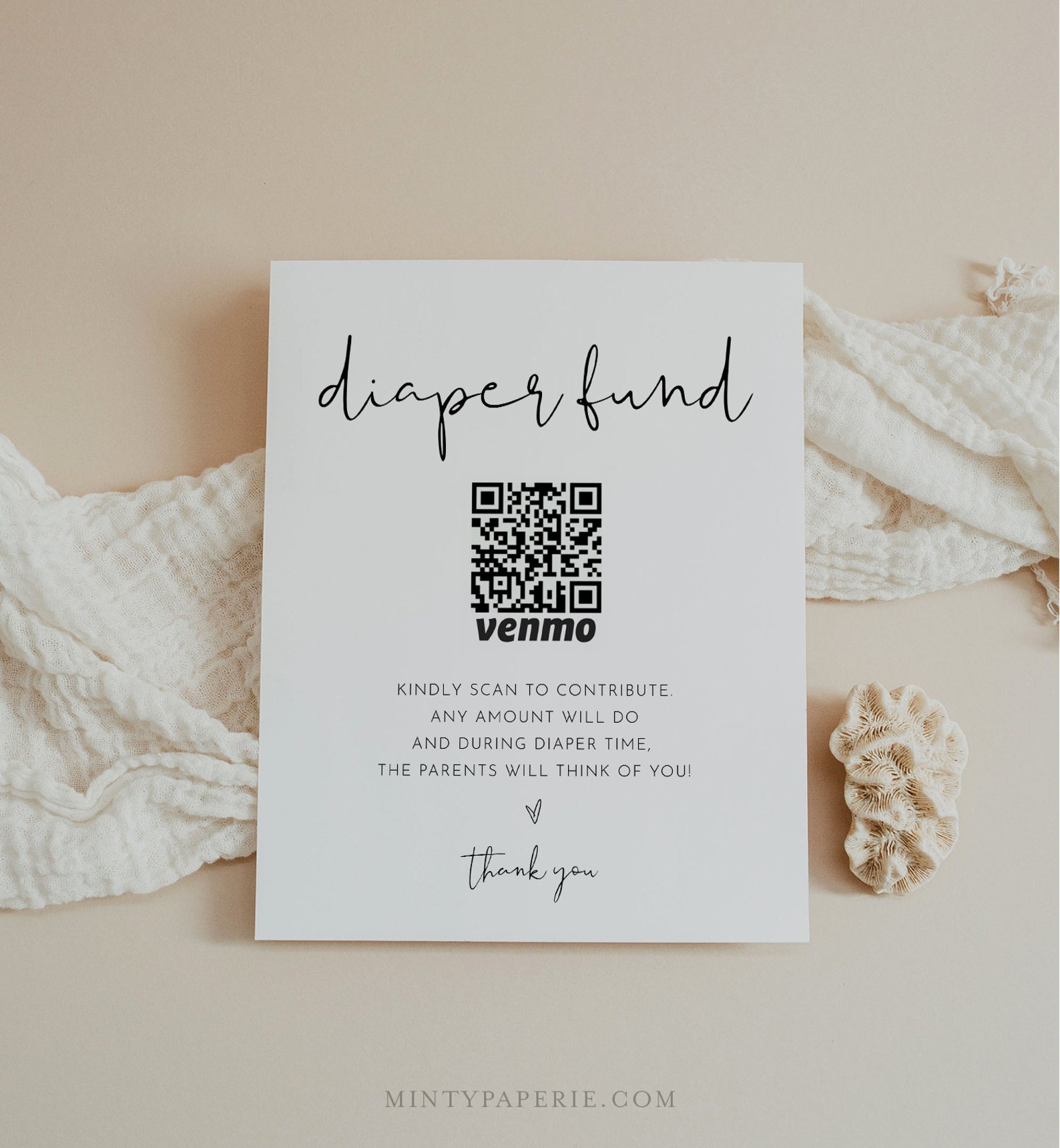 Diaper Fund Sign Venmo Baby Shower Sign Minimalist Baby - Etsy