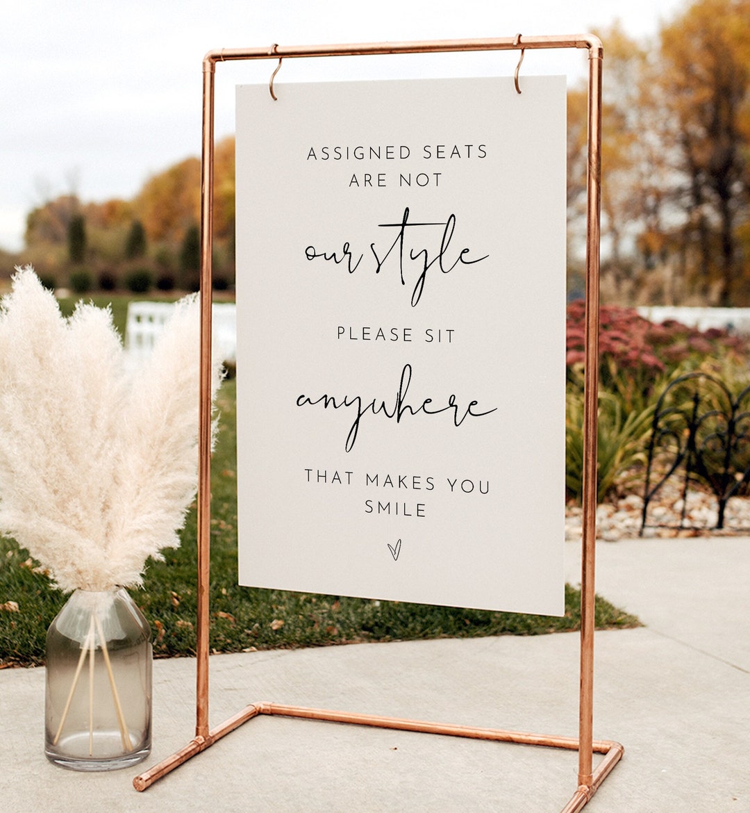 Open Seating Wedding Sign, Printable Sit Anywhere Welcome Sign, 100% ...