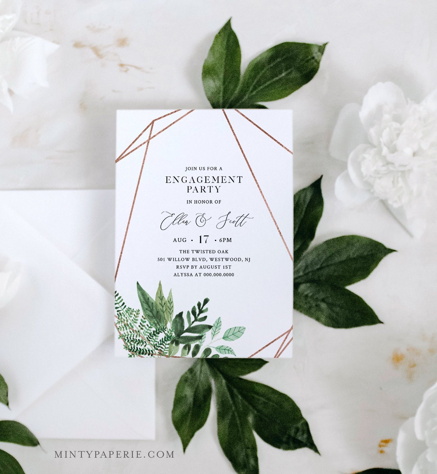 Printable Engagement Party Invitation Template Greenery | Etsy