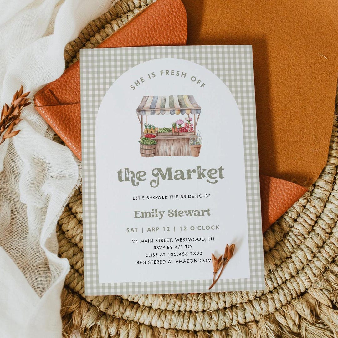 Fresh off the Market Bridal Shower Invitation Template, Farmer's Market ...