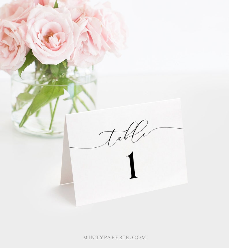 Wedding Table Number Card Printable Minimalist Reception - Etsy