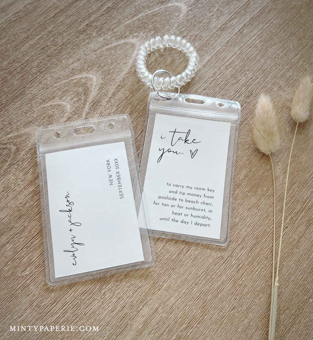 Wedding Room Key Card Tag Template, Printable Modern Key Card Pocket ...