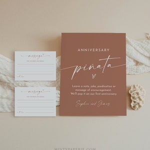 Anniversary Piñata Sign and Advice Card, Wedding Guestbook Alternative ...