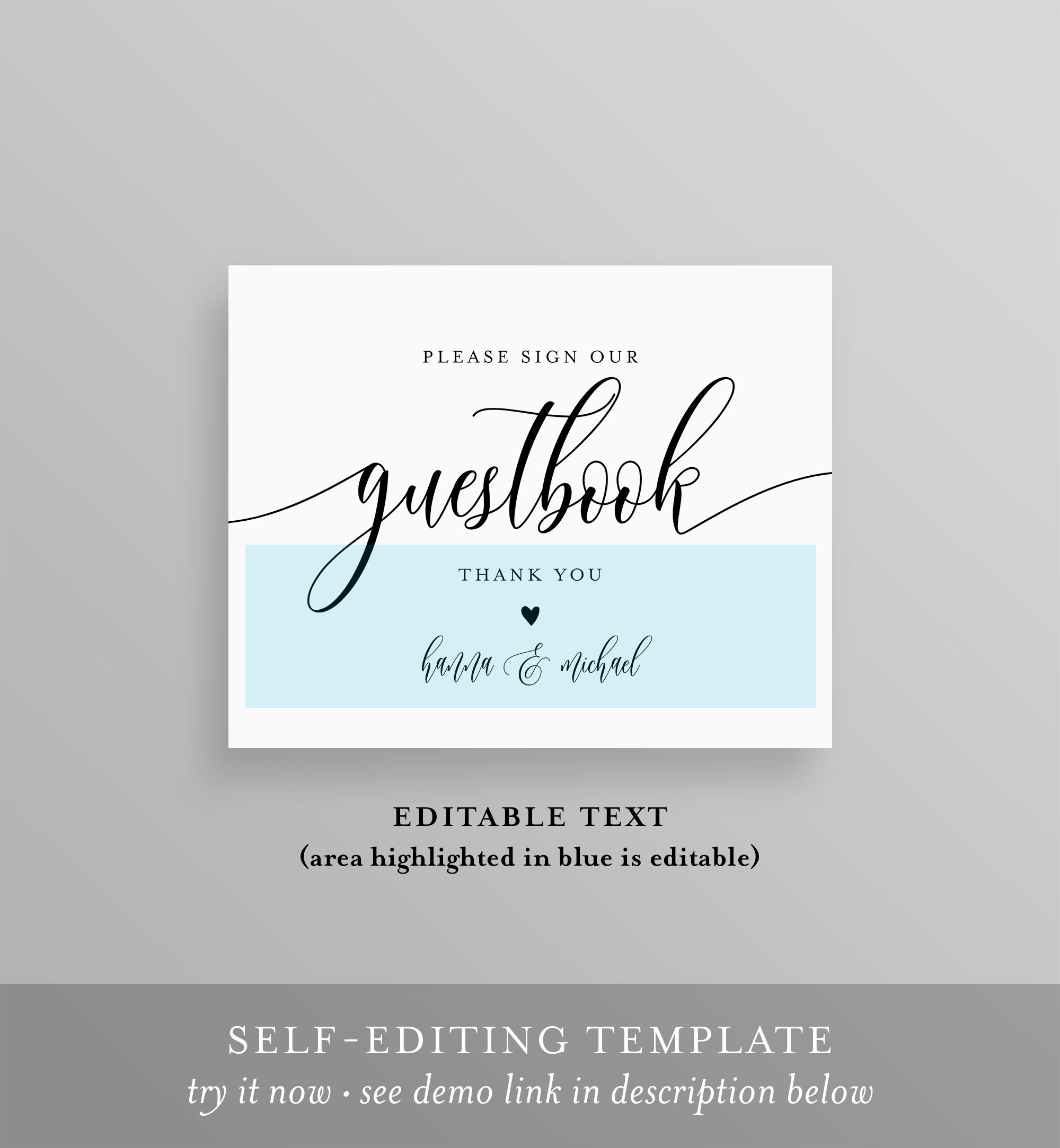 Wedding Guestbook Sign, Editable Template, Printable Guest Book, Modern ...