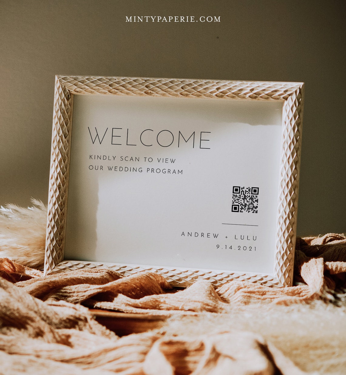 QR Code Wedding Program, Scan QR Code for Order of Service, Minimalist ...