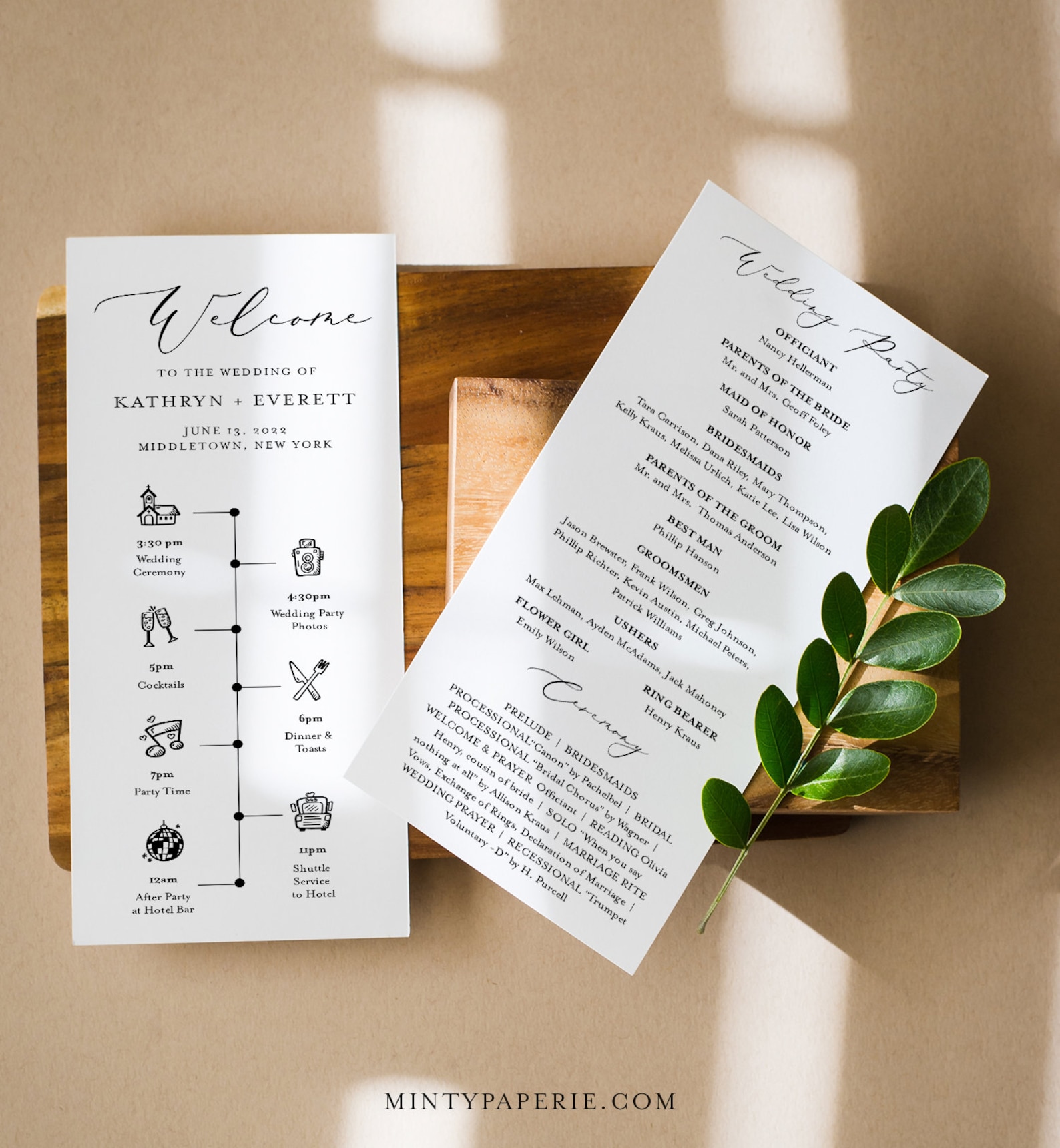 Minimalist Wedding Program & Timeline Template Order of - Etsy