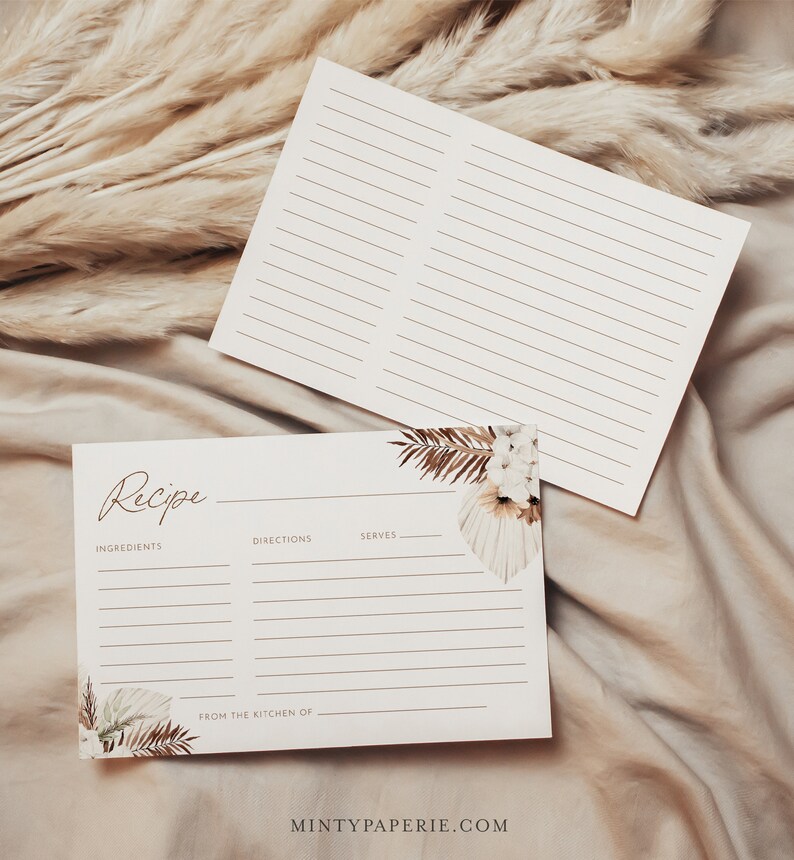 Bohemian Recipe Card Template Instant Download 100% - Etsy