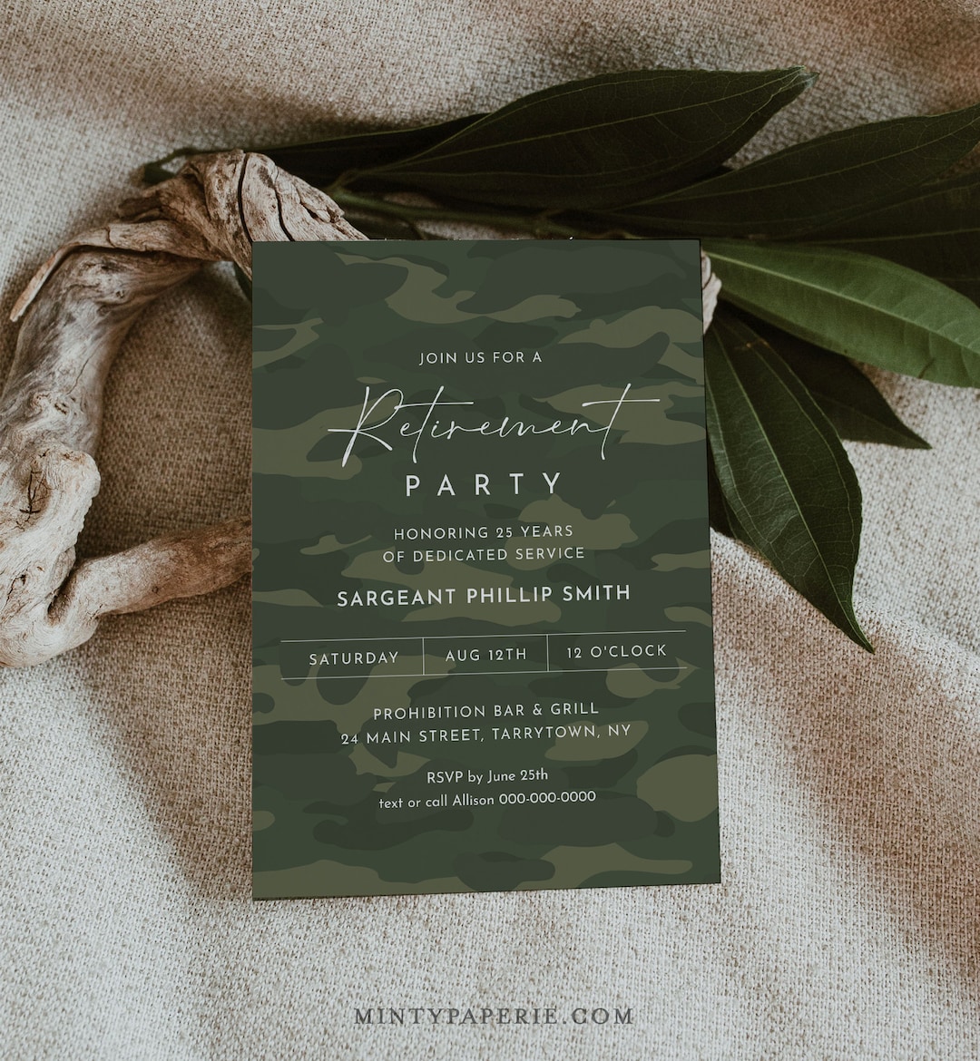 Military Retirement Party Invitation, Printable Army Retirement Invite ...